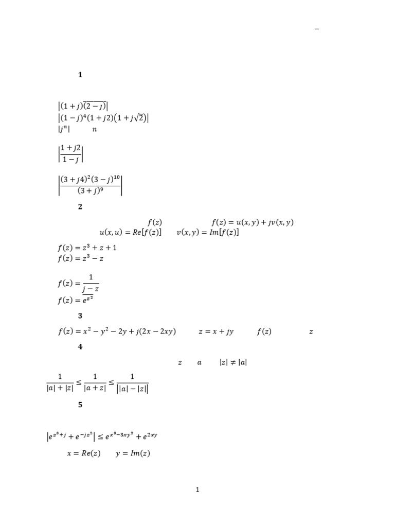 Training Exercises 05 - Complex Numbers and Functions | PDF ...