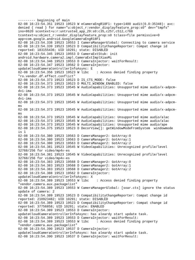 Camera App Debug Log | PDF | Computing | Software