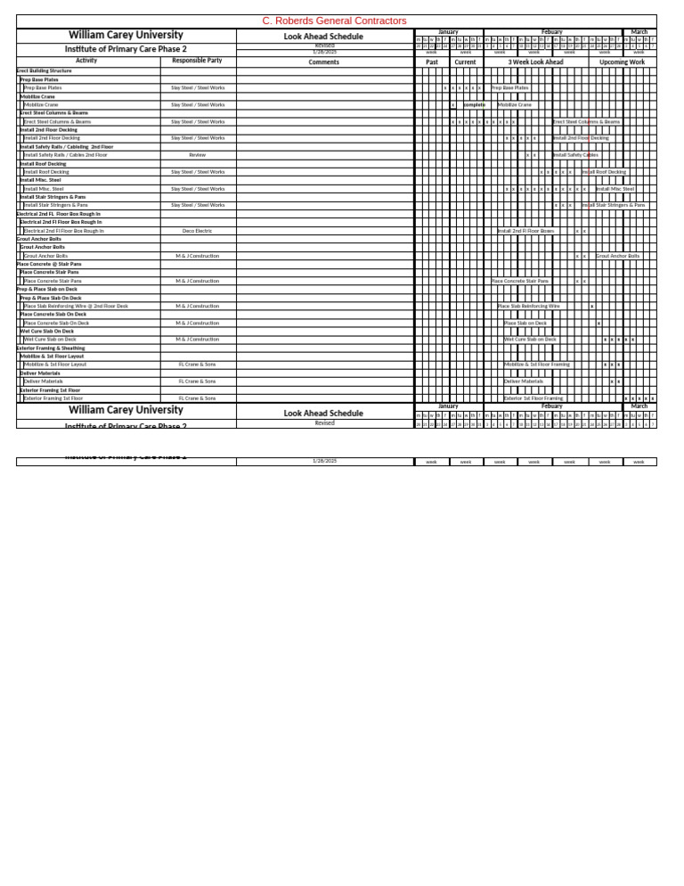 WCU Interval Schedule 01-28-2025 | PDF | Concrete | Building Engineering