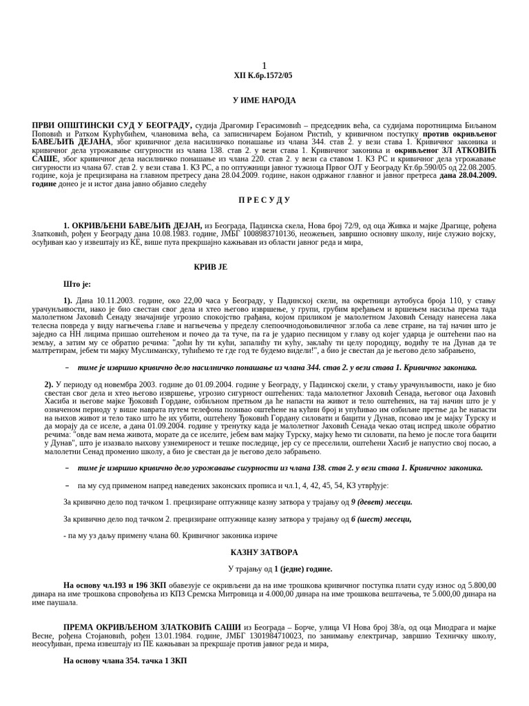 Nasilnicko ponasanje i delo ugroÅ¾avanja sigurnosti | PDF
