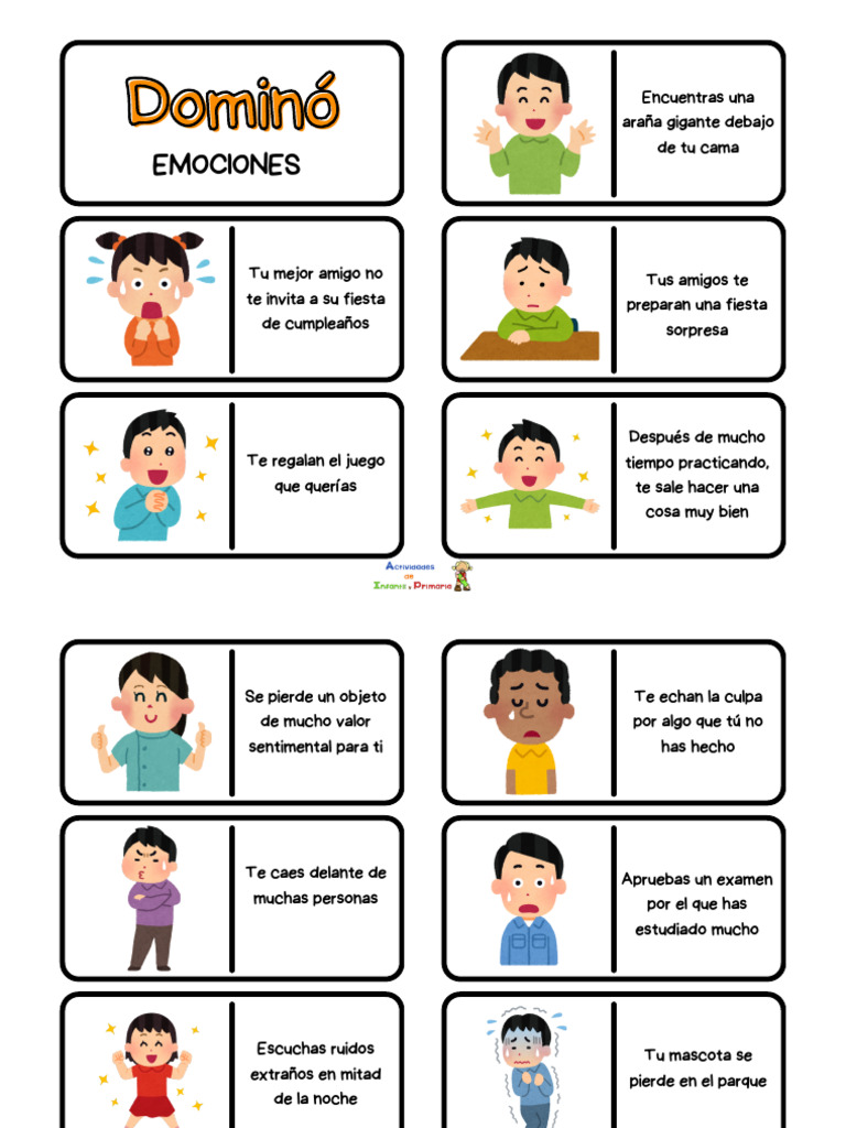Dominó de Emociones para Niños | PDF