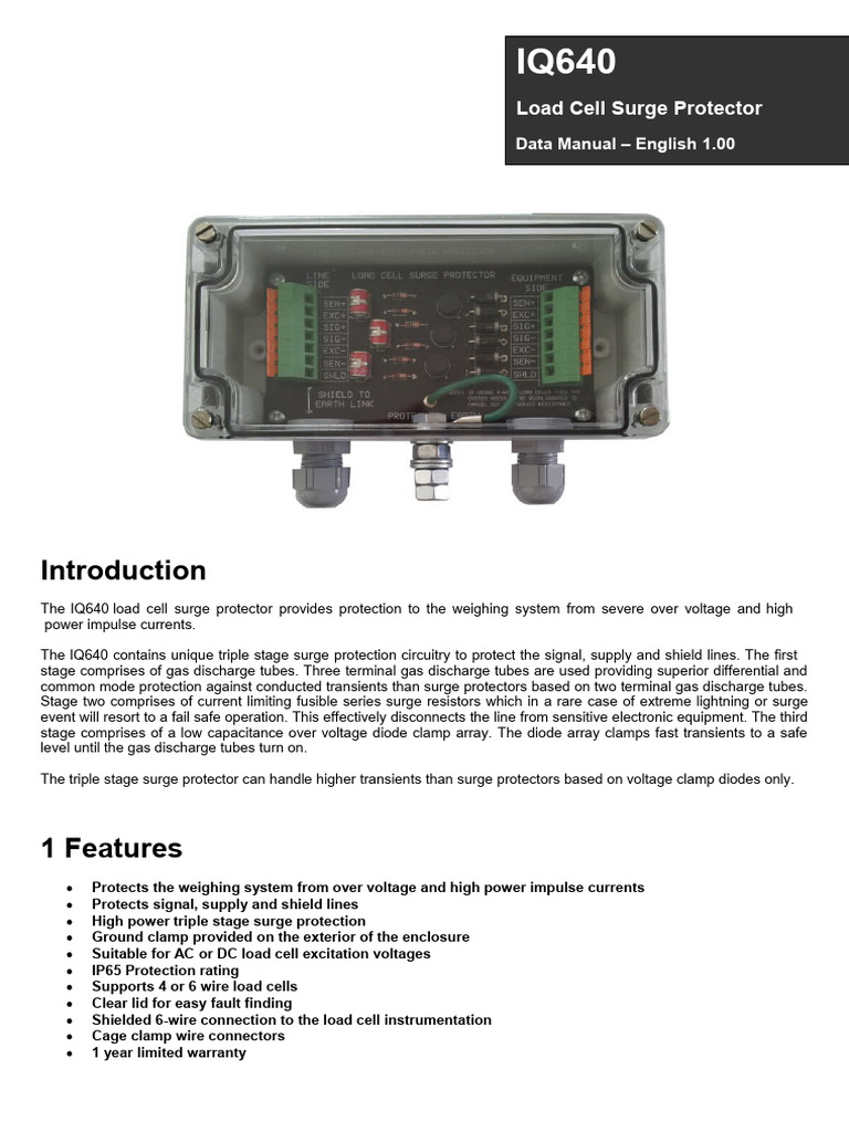 Iq640 Load Cell Surge Protector | PDF | Vacuum Tube | Electromagnetism