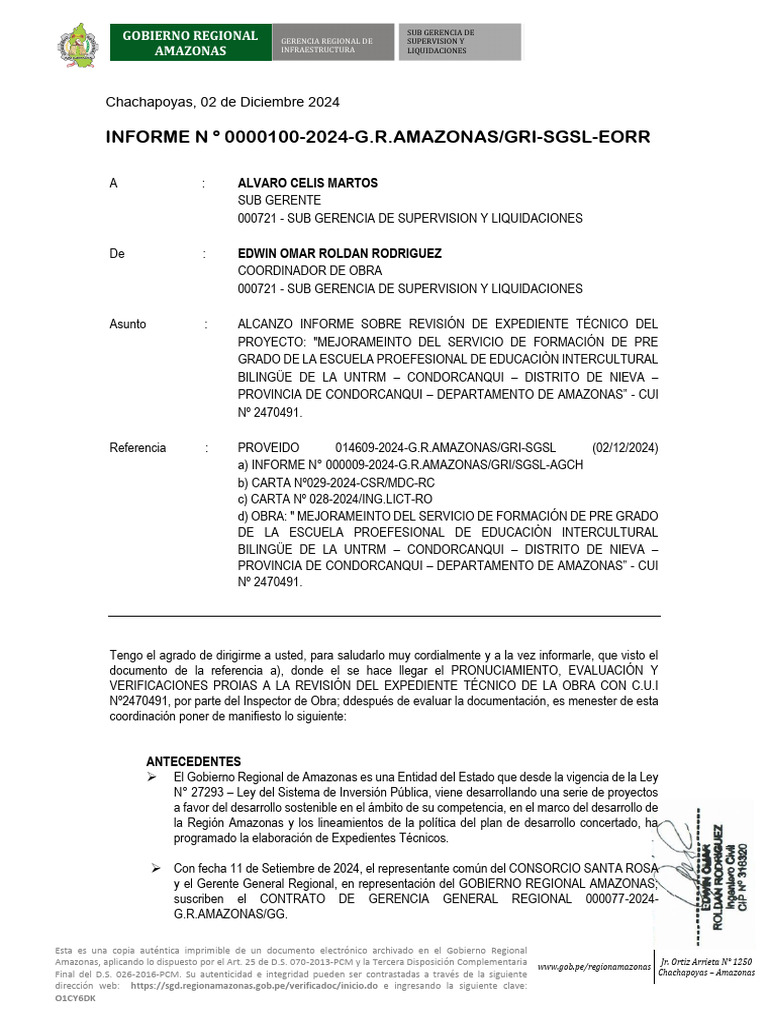 Informe Tramite Observaciones Expediente Tecnico | PDF | Alcantarillado | Colector de aguas ...