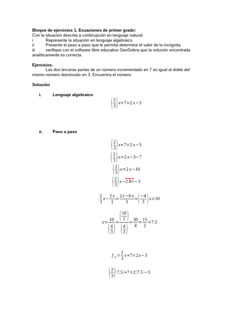 Bloque de Ejercicios 1 Algebra | PDF | Ecuaciones | Conceptos matemáticos