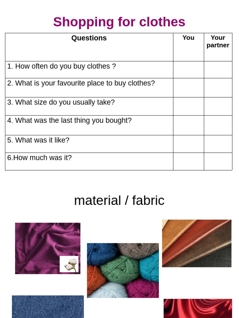 Clothing Shopping Questions and Styles | PDF