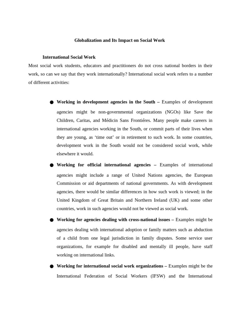 Globalization's Effects on Social Work | PDF | Social Work | Globalization