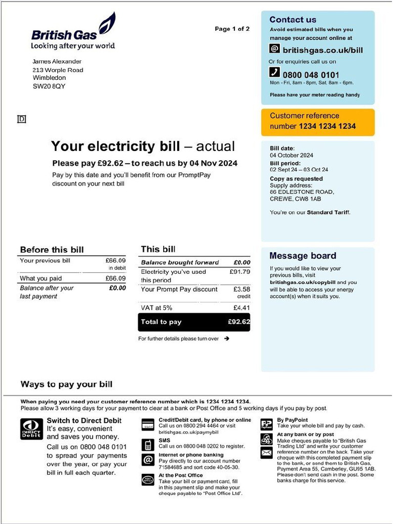 UK Utility Bill | PDF