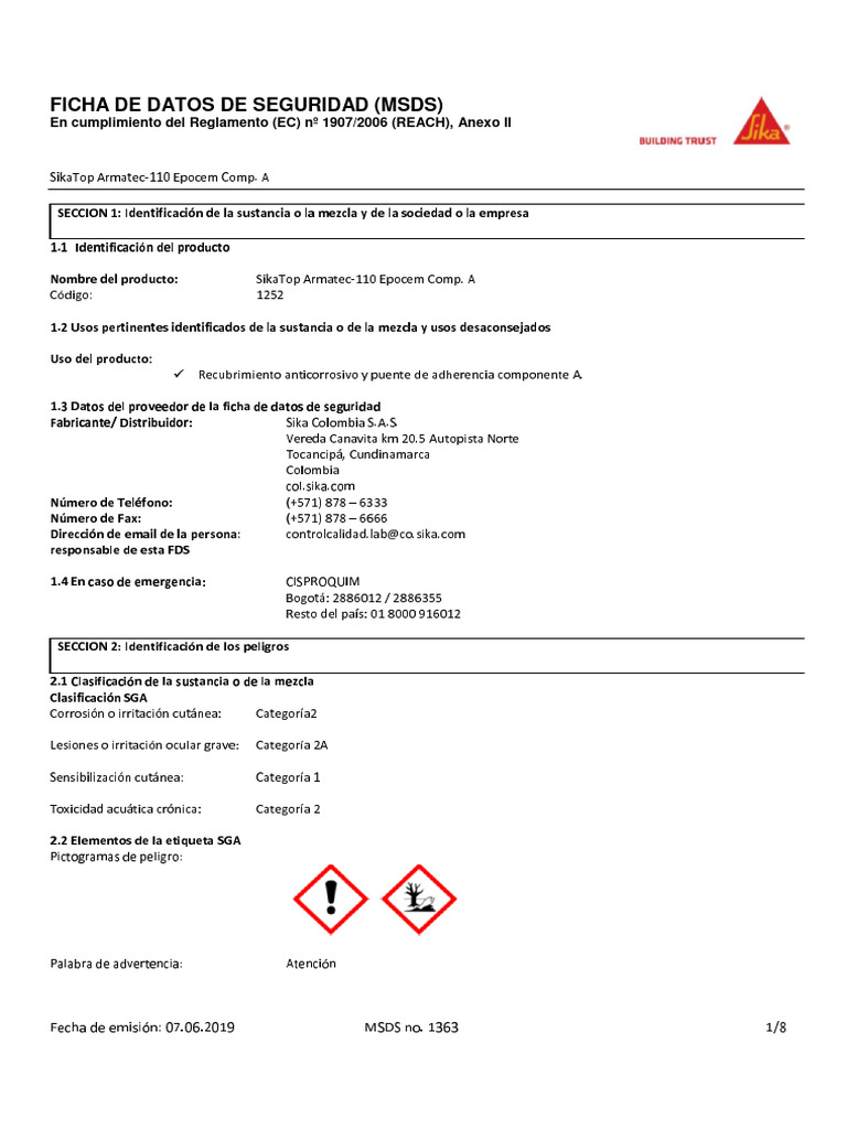 SikaTop Armatec 110 Epo Cem | PDF