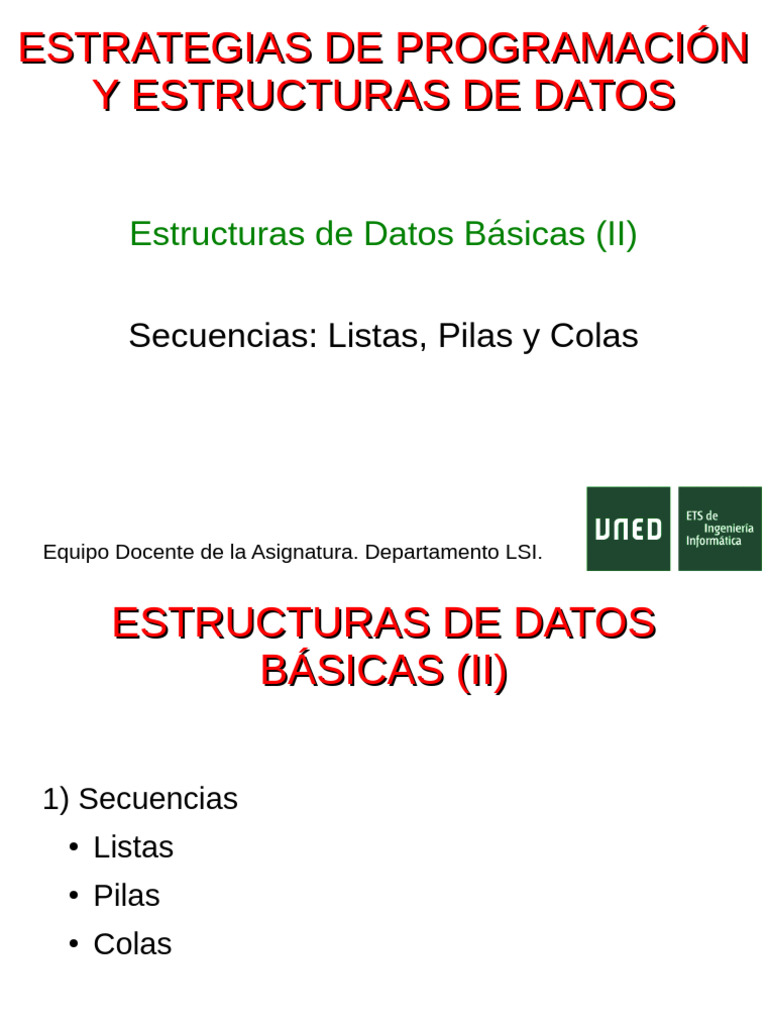 EPED T1 EstructurasDeDatosBásicas 2 | PDF | Informática | Ciencias de la Computación