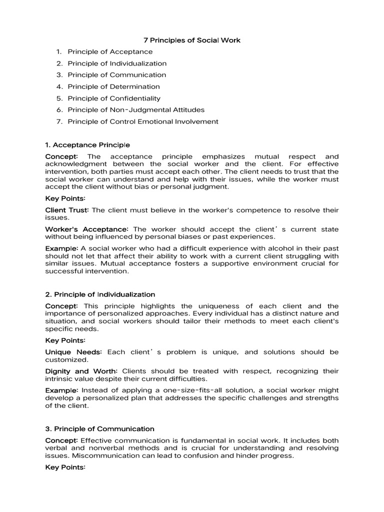 7 Principles of Social Work | PDF | Empathy | Nonverbal Communication