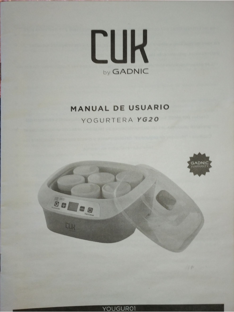 Manual Yogurtera - CUK | PDF