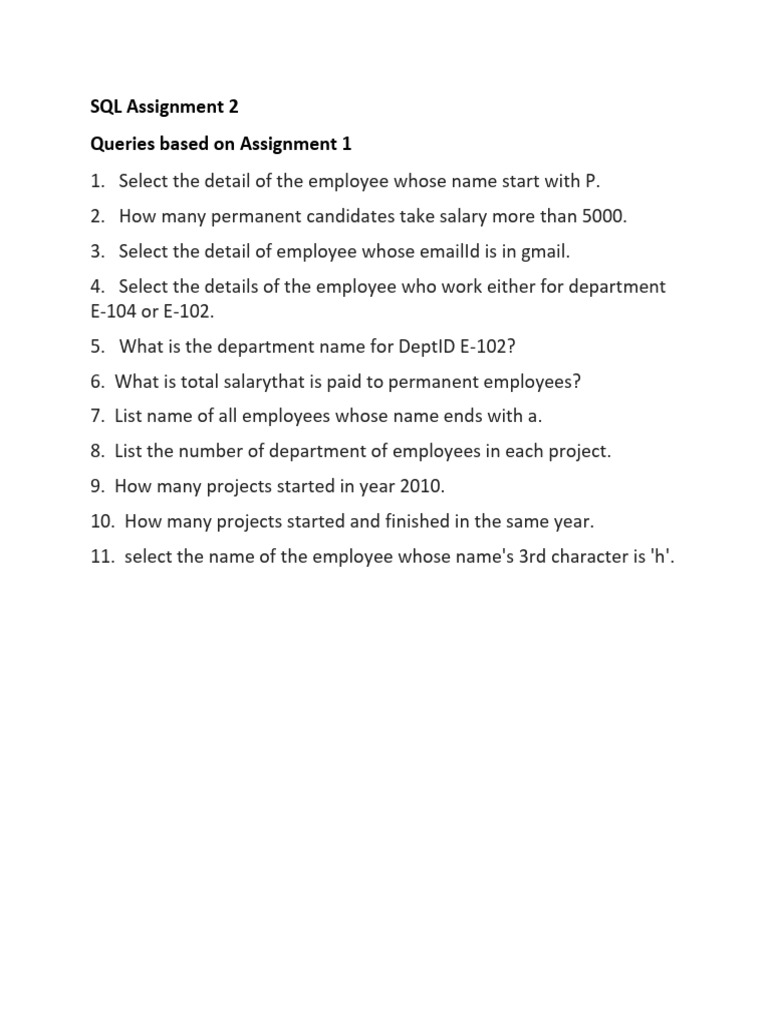 SQL Assignment 2 | PDF