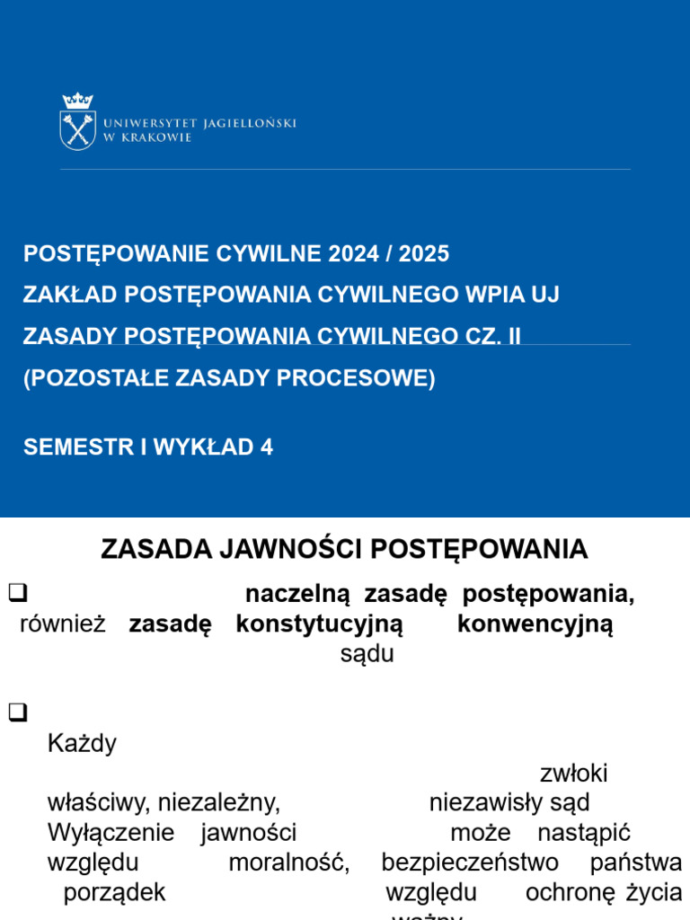 Semestr I Wykład 4 2024 - 2025 | PDF