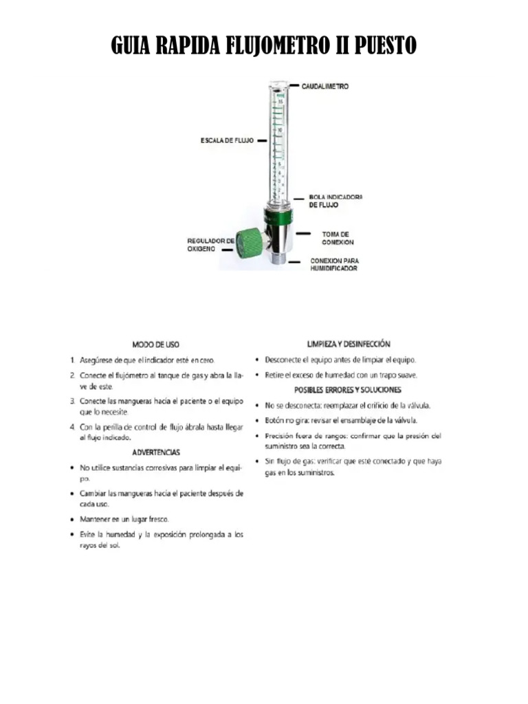Guía Rápida Flujómetro II Puesto | PDF