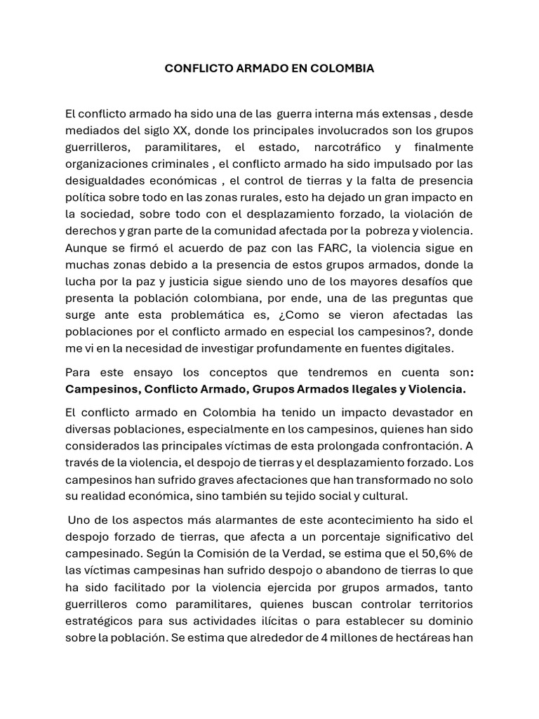 Conflicto Armado | PDF | Colombia | Violencia