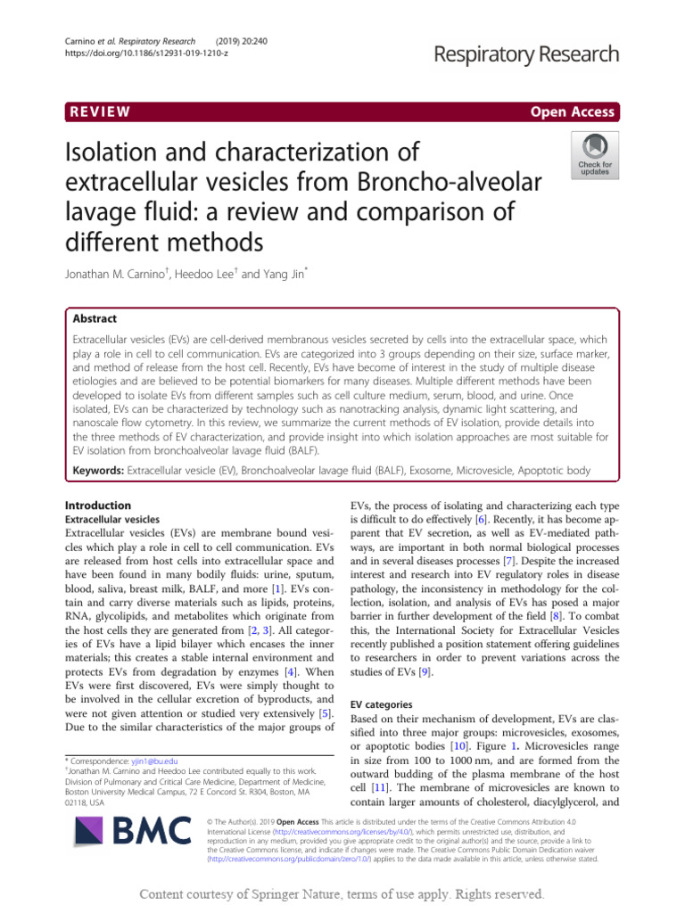 Isolation and Characterization of Extracellular Ve | PDF | Centrifugation | Vesicle (Biology And ...