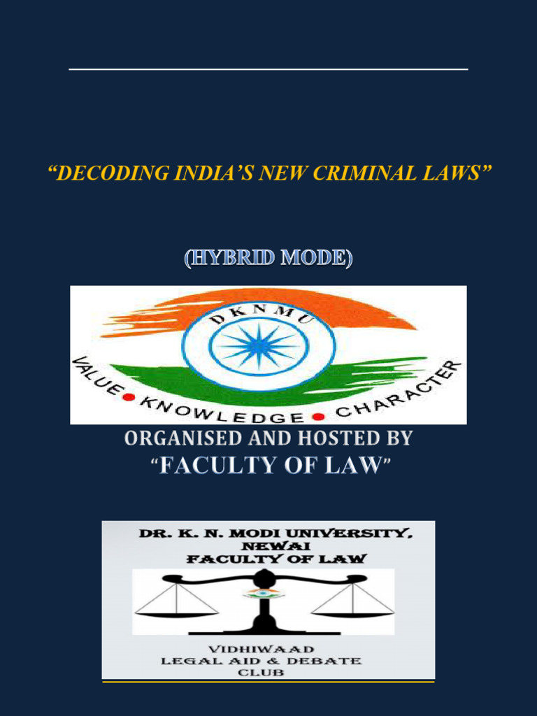 Nationa Seminar On Decoding India's New Criminal Laws | PDF