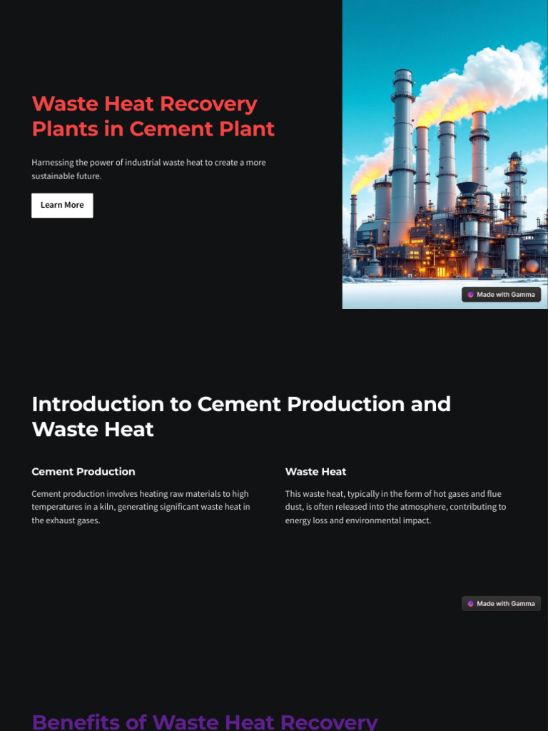 Waste Heat Recovery in Cement Plants | PDF | Efficient Energy Use | Waste
