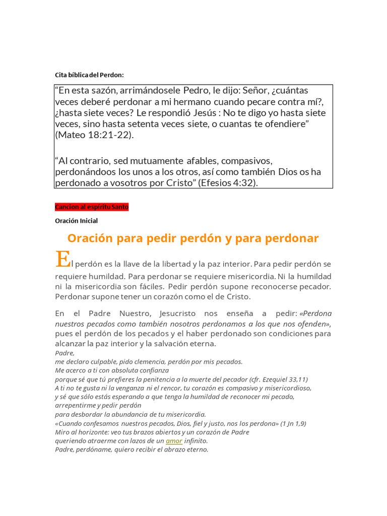 Charla Del Perdon | PDF | Perdón | Pecado