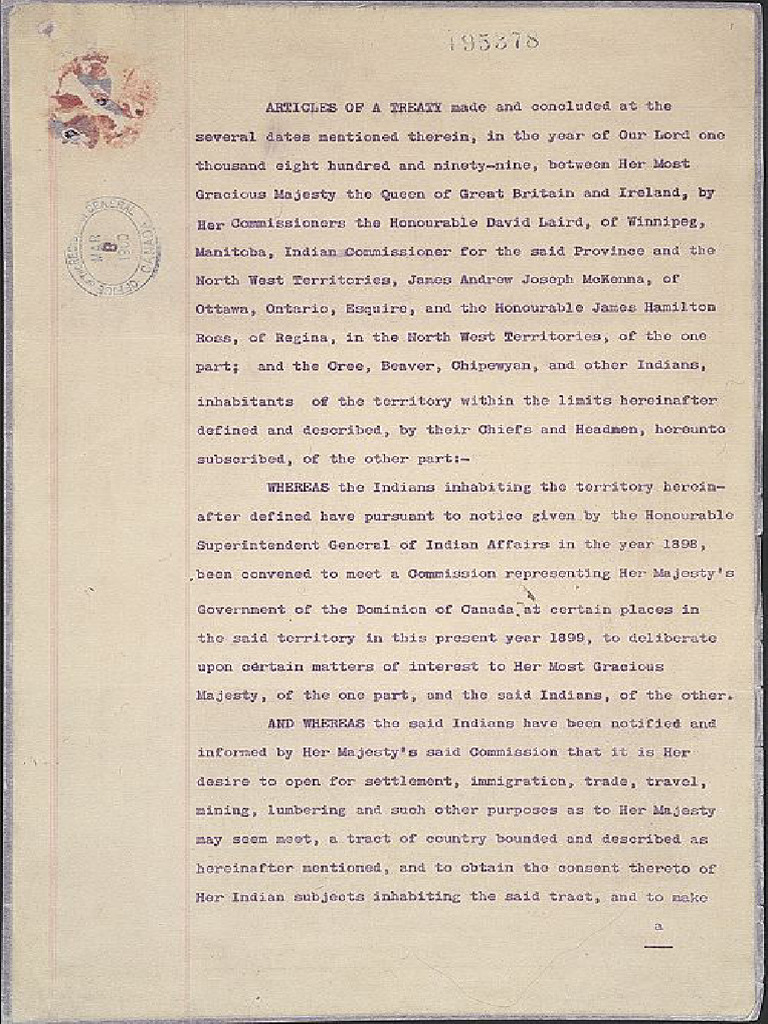 Treaty 8 - Lesser Slave Lake Original | PDF