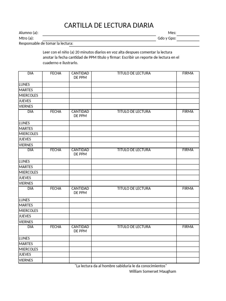 Cartilla de Lectura Diaria para Niños | PDF