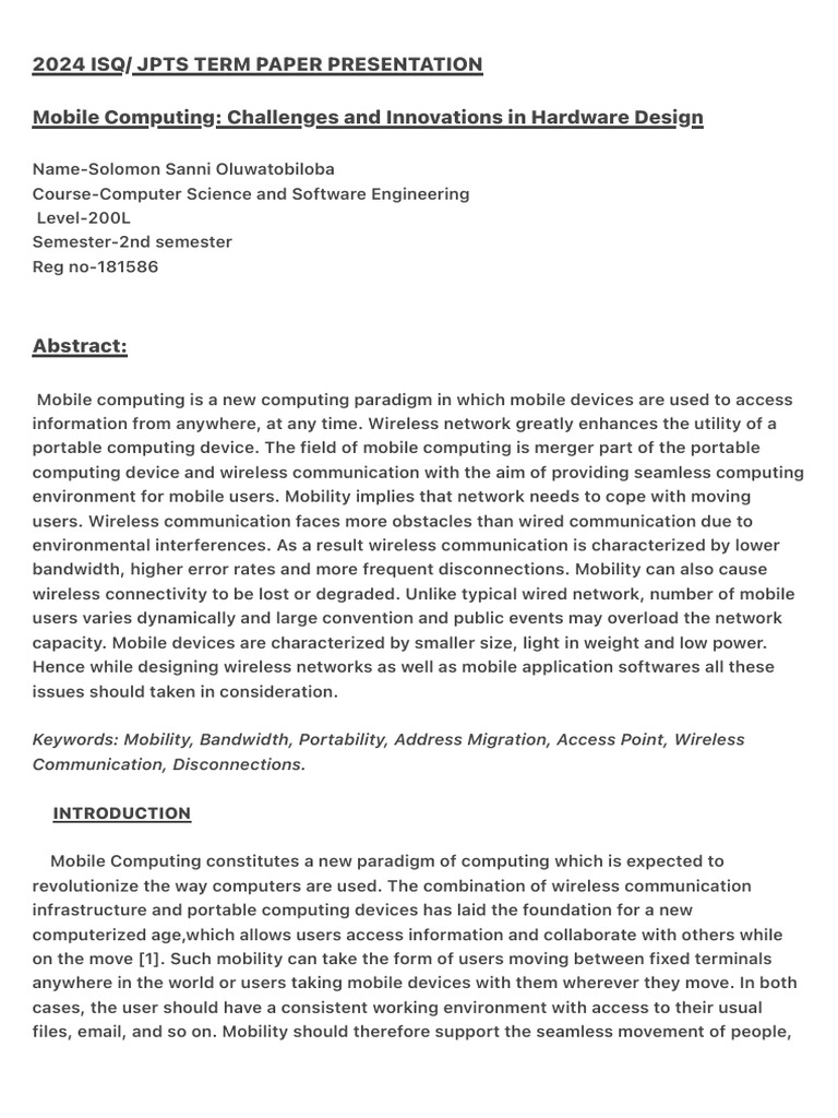 2024 Isq%2f Jpts Term Paper Presentation | PDF | Computer Network | Random Access Memory