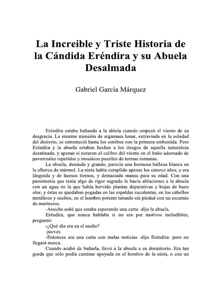 Garcia Marquez, Gabriel - LaCandida Erendira y Su Abuela Desalmada | PDF