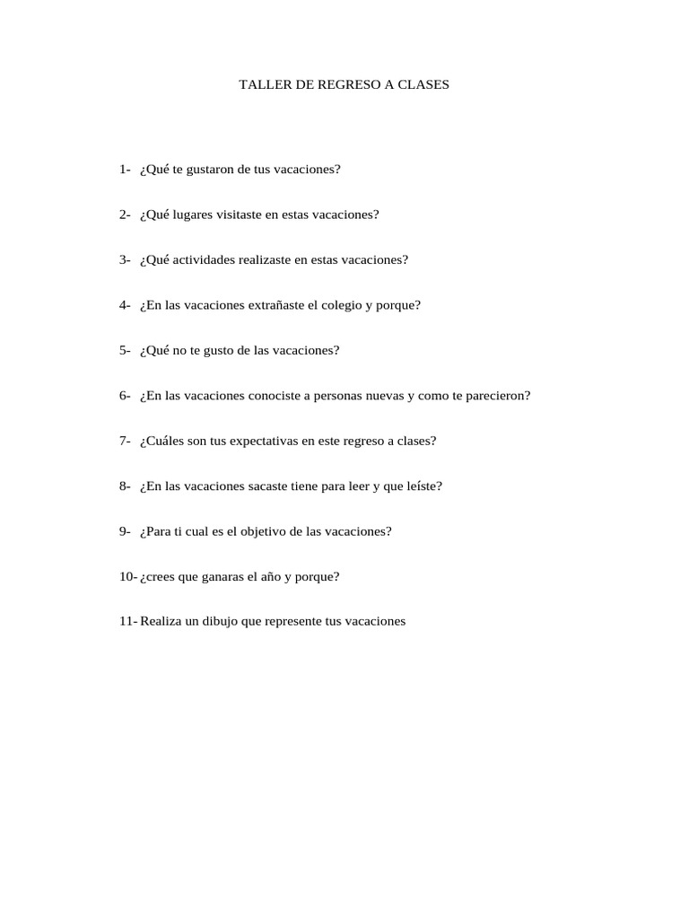 Taller de Regreso A Clases | PDF