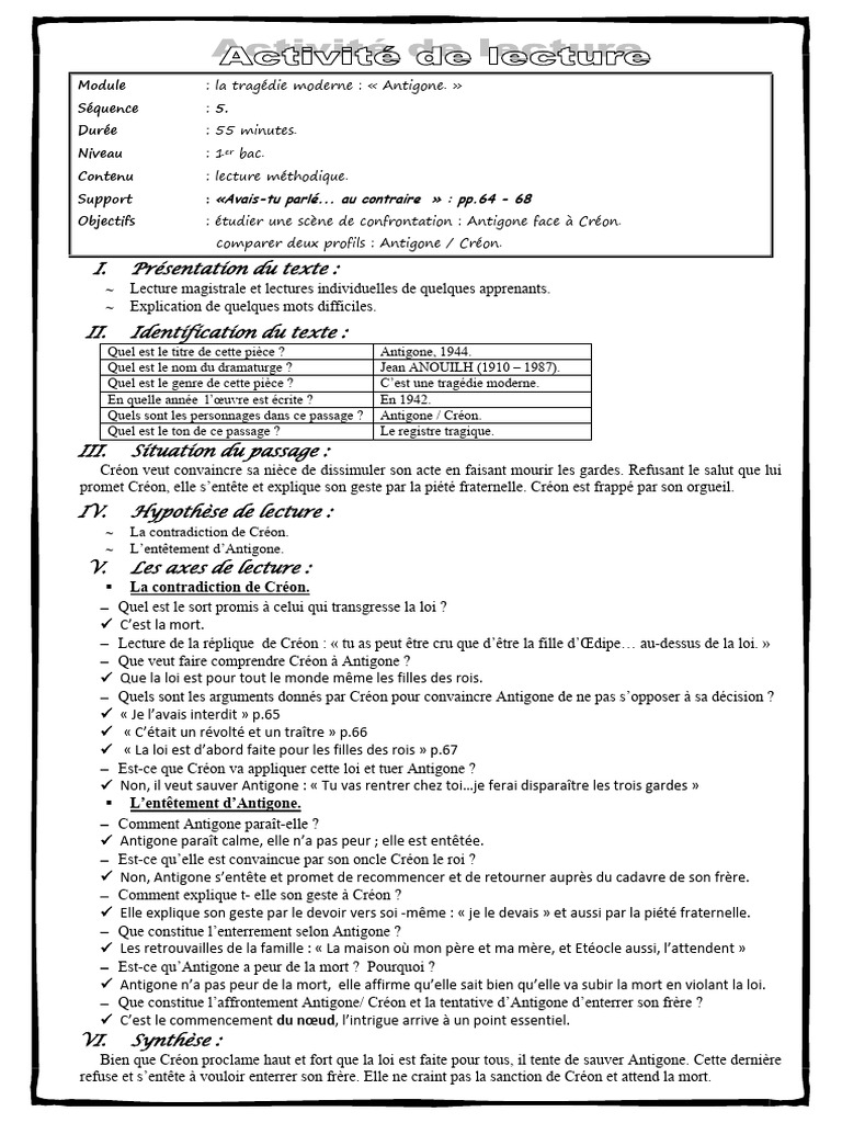 Antigone - Créon 1 | PDF