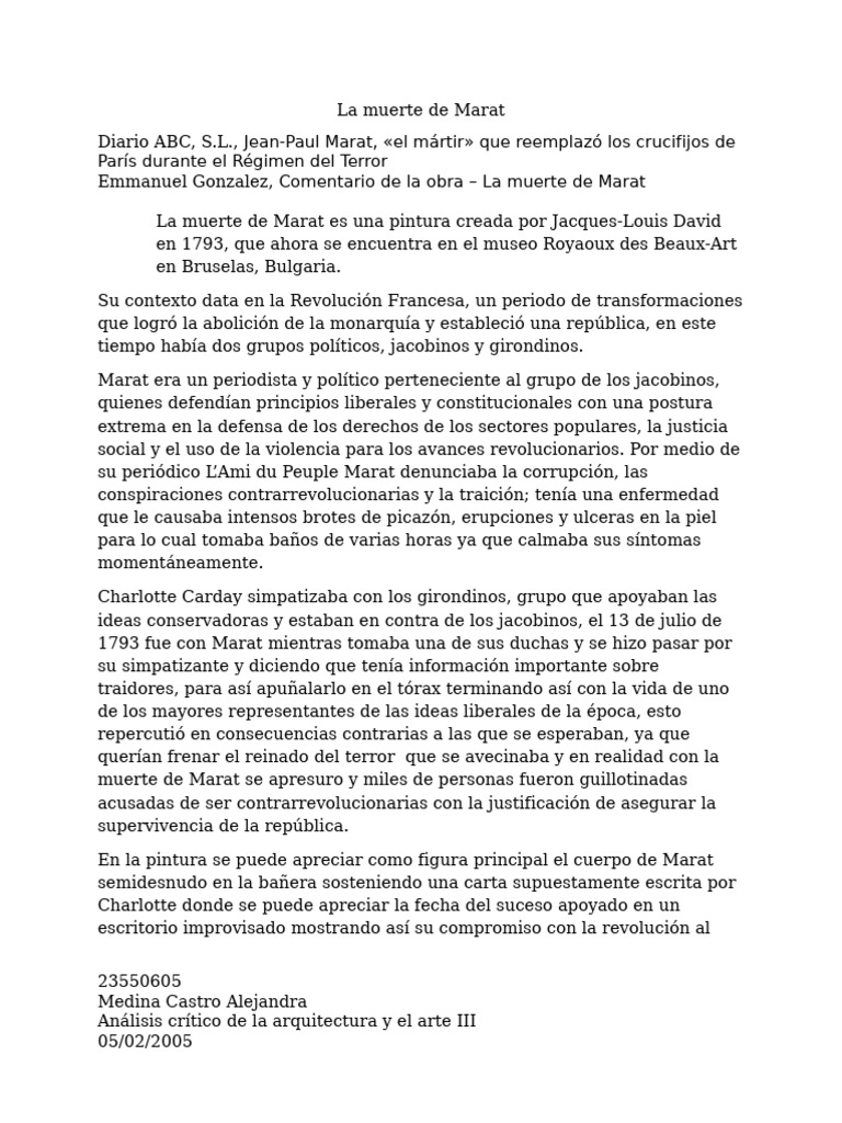 La muerte de Marat | PDF