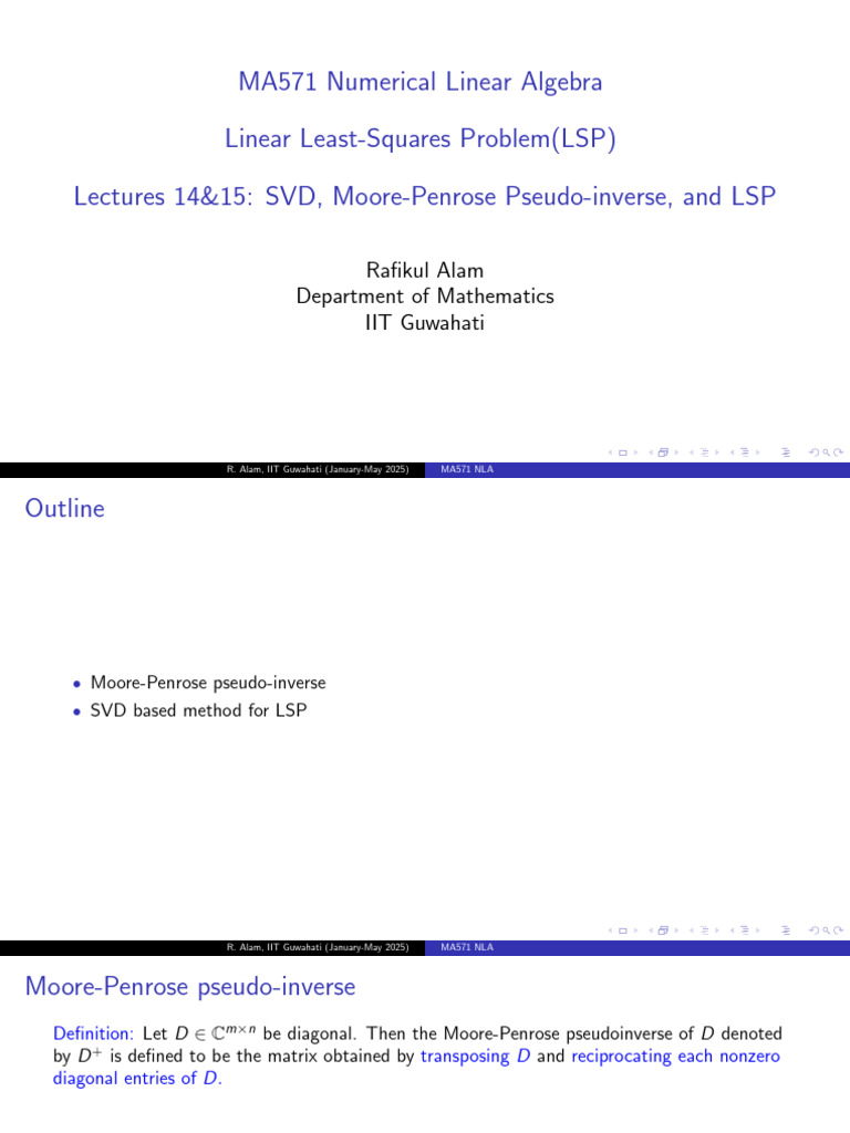 Lect-14-15(lsp-svd)-2025 | PDF | Mathematical Objects | Algebra