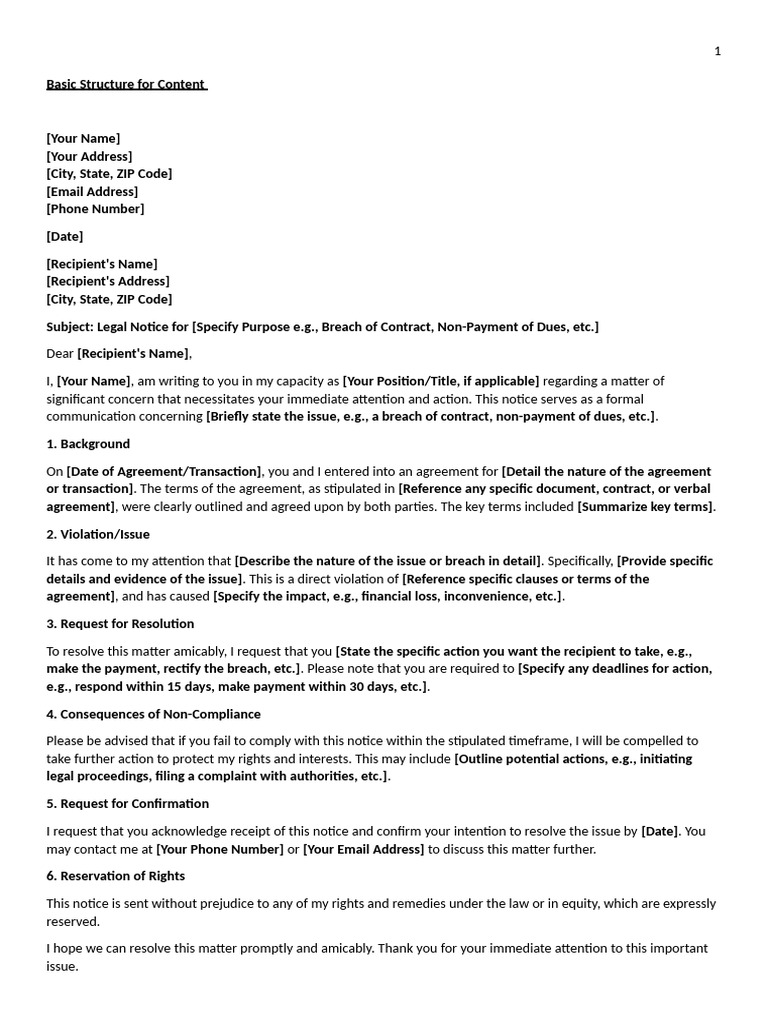 Drafting Notice Formats | PDF | Private Law | Common Law