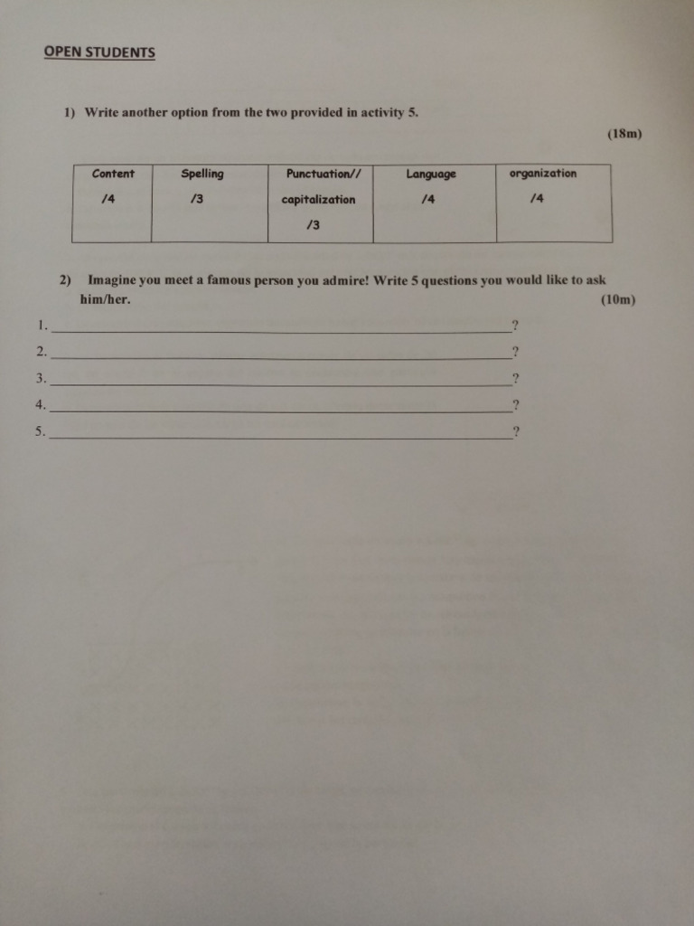4th Grade English Exam Part 3 | PDF