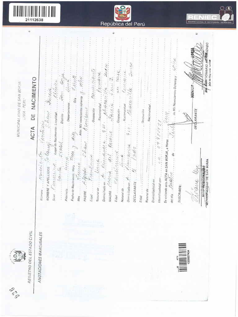 Partida Nac SSG Apostillada | PDF