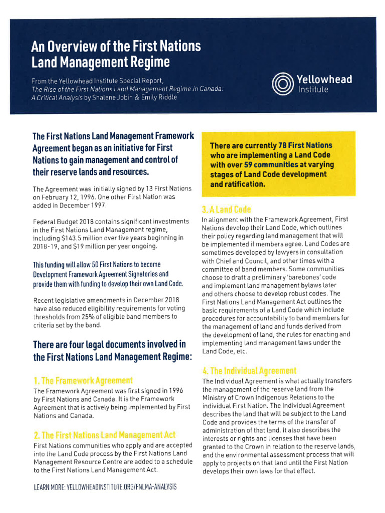 An Overview Fo The First Nations Land MGMT Regime - Yellowhead ...