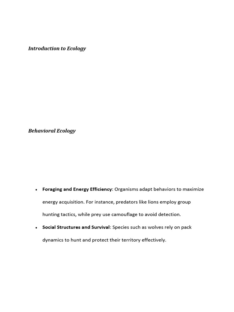 Ecology and Behavior: Key Principles | PDF | Ecosystem | Ecology