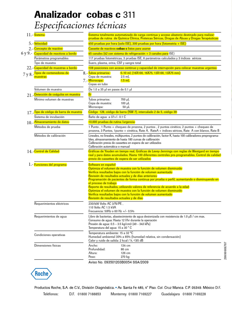 Cobas c311 | PDF | Agua | Humedad