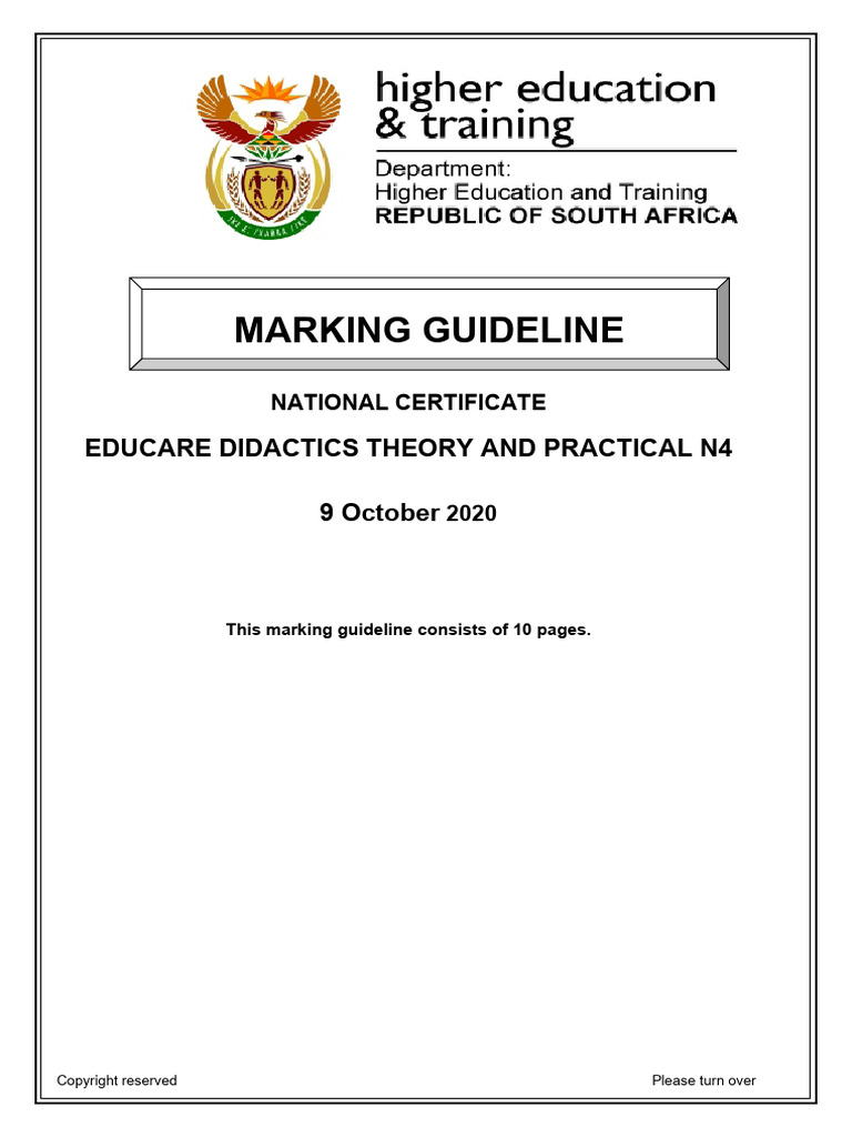 N4 Educare Didactics Theory and Practical November 2020 Memorandum ...