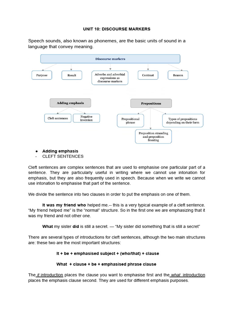 Unit 10 - Discourse Markers | PDF | Sentence (Linguistics) | Clause