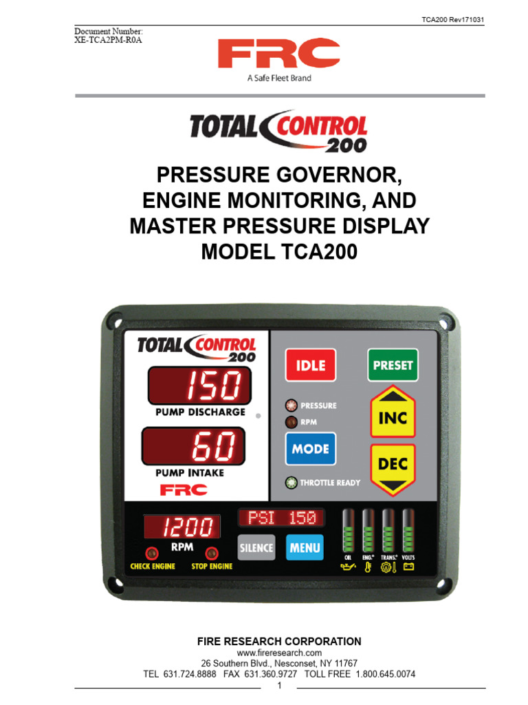TCA200 Pressure Governor Overview | PDF | Electrical Connector | Throttle