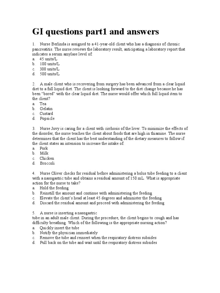 GI Questions Part1 and Answers | PDF | Peptic Ulcer | Diarrhea