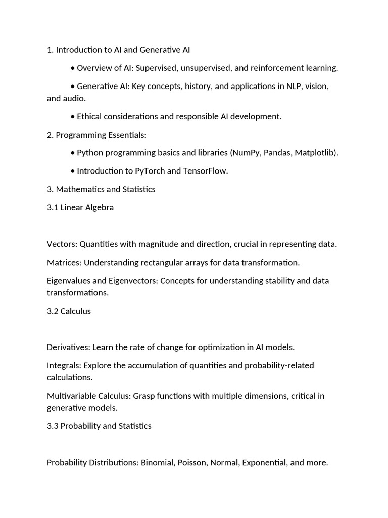 Curricullum Advanced Generative AI Certification Course | PDF ...