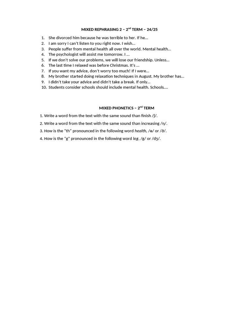 Mixed Rephrasing - 2 | PDF