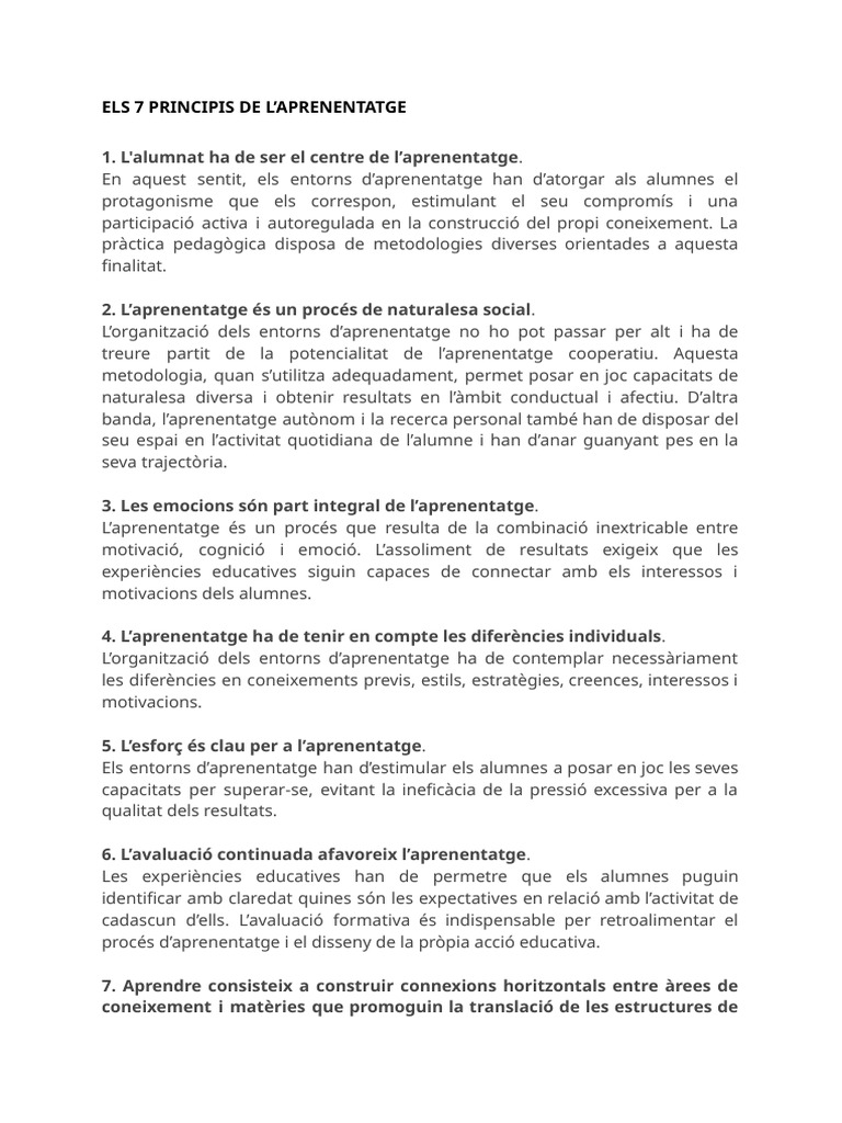 MFP Els 7 Principis de Laprenentatge | PDF