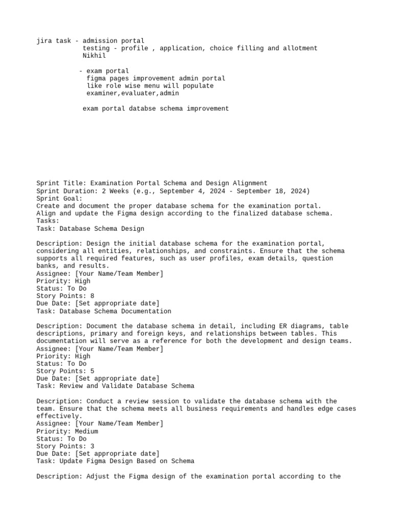 Jira Task - Admission Portal | PDF | Databases | Information Technology Management