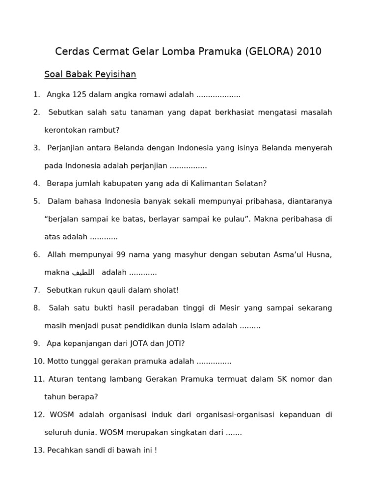 Cerdas Cermat Gelar Lomba Pramuka | PDF