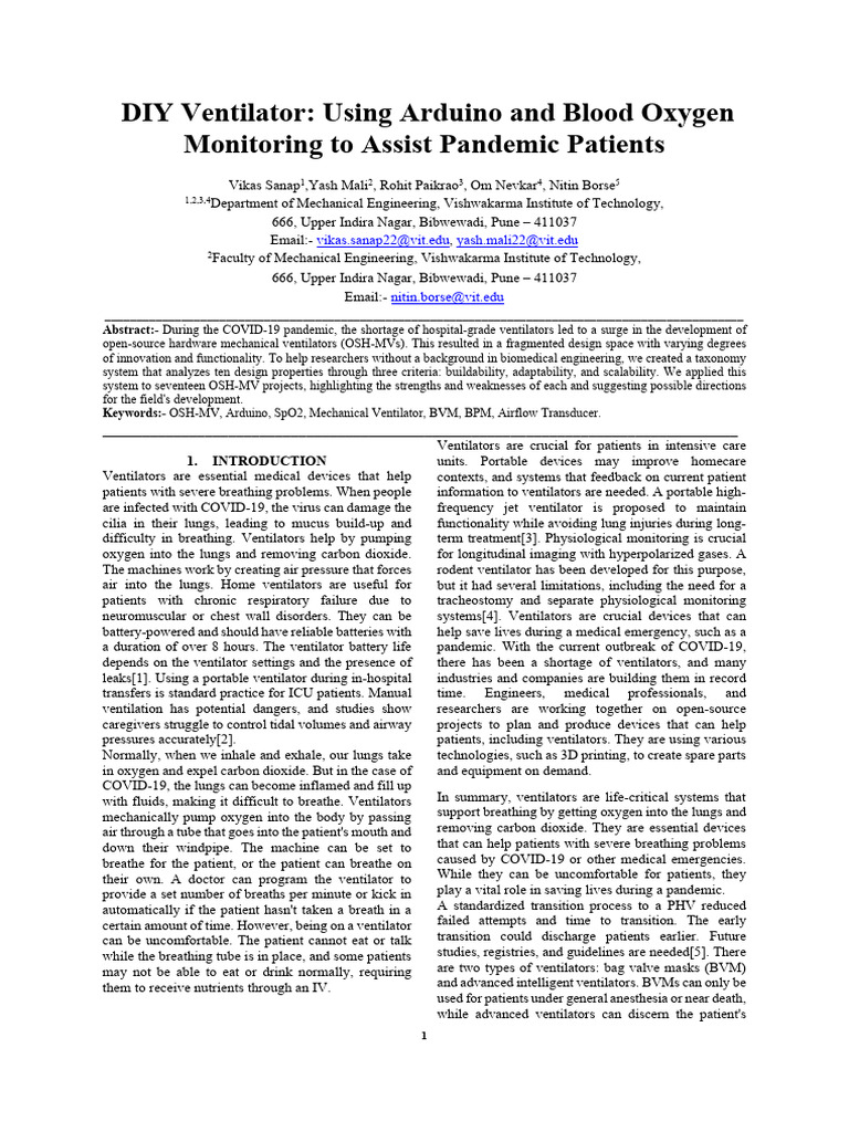 DT Final Group 03 b3d Diy Ventilator | PDF | Breathing