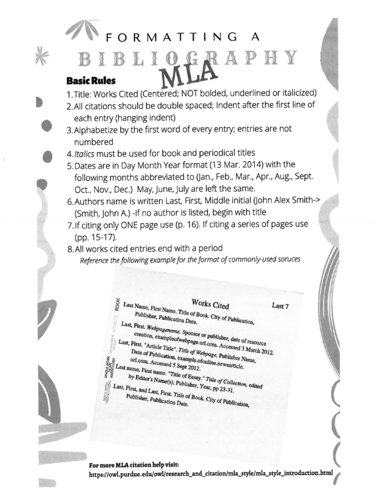 MLA Style Cheat Sheet | PDF
