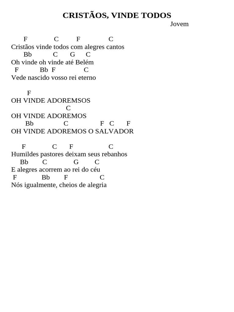 5 Cristãos, Vinde Todos | PDF