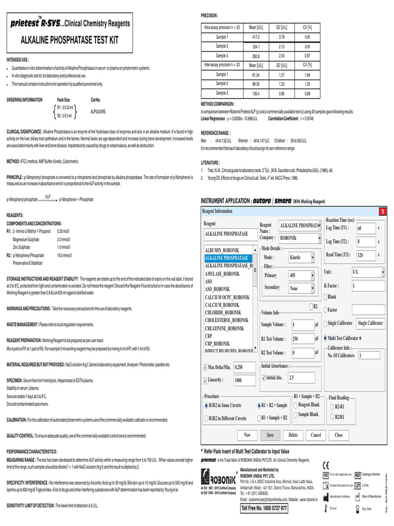Alkaline Phosphatase Test Kit Instructions | PDF